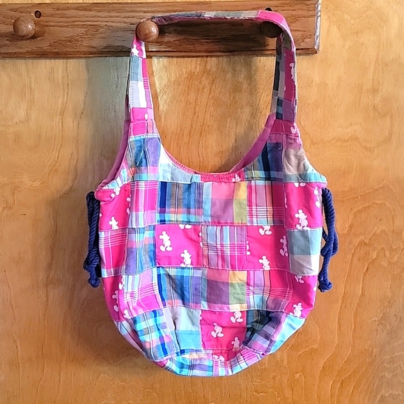 Disney | Bags | Disneyland Mickey Mouse Patchwork Style Pull String ...